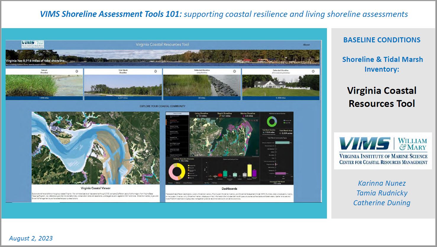 August 2, 2023 – VIMS Shoreline Assessment Tools 101 webinar | Center for Coastal Resources ...